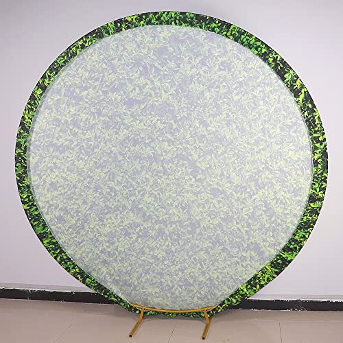 Canessioa 7.2x7.2ft Green Leaf Round Backdrop Cover Nature Greenery Leaves Wall Round Backdrop Spring Easter Party Baby Shower Bridal Shower Wedding Birthday Party Circle Backdrop Cover Polyester