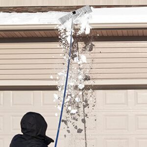 GYMAX Snow Roof Rake, 4.8-20FT Extendable Aluminum Roof Rake with Built-in Wheels, Anti-Slip Handle & 25”Wide Blade, Snow Shovel for House Roof Snow Removal, Leaves, Dribs