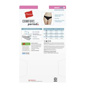 Hanes Women's Fresh & Dry Light Period 3-Pack Bikini Underwear, Multiple Options Available, 3 Pack-Black-Moderate Protection, 9