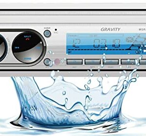 Gravity MGR-207BT 200W A2DP True Marine Stereo AM FM Radio Media Player Receiver with Bluetooth for Boat, ATV, RV, Car, Motorcycle