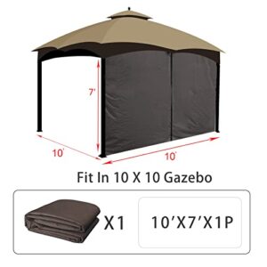 Gazebo Universal Replacement Privacy Curtains - Gafrem 10' x 10' Canopy Side Wall Privacy Panel with Zipper, 1 Panel Sidewall ONLY (Brown)