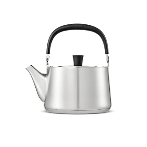 Dr.HOWS Deluxe Stainless Steel Tea Kettle Mini Stovetop 1.5L, Folding Silicone Ergonomic Handle, Easy to Clean, Small Teapot, Water boiler for Tea, Coffee