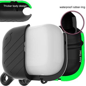 Waterproof case for AirPods Pro 2nd Generation and AirPods pro case Anti-Lost, Wireless Charging, LED Light Visible（blacknight）