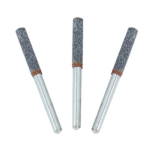 Chainsaw Sharpening Grinding Stone, 3Pcs 4mm 5/32in Diamond Chainsaw Sharpener Burr Stone File Sharpening Tool for Precise, Quick and Easy Sharpening of Chain Saw Blades