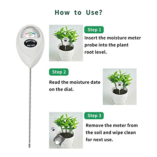 Censinda Soil Moisture Meter, Soil Moisture Monitor for House Plants, Soil Hygrometer Moisture Sensor for Indoor & Outdoor, Garden, Farm, Lawn Plant Care, No Battery Needed(White)