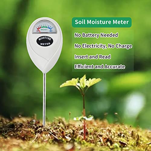 Censinda Soil Moisture Meter, Soil Moisture Monitor for House Plants, Soil Hygrometer Moisture Sensor for Indoor & Outdoor, Garden, Farm, Lawn Plant Care, No Battery Needed(White)