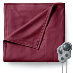 sunbeam king size electric fleece heated blanket in garnet with dual zone