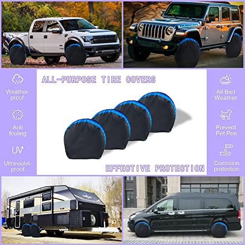 MORNYRAY Tire Covers 4 Pack,Waterproof Anti-UV Snow Sun Rain Tire Covers for RV,Truck, SUV, Trailer, Camper,Fit 27-29 Inch Tire Diameter