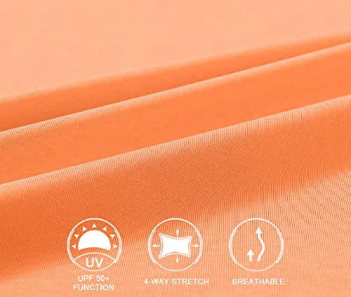 BGOWATU Women's Golf Polo T-Shirts Sleeveless V Neck Collarless Tennis Shirts UV Protection Quick Dry Lightweight Orange S