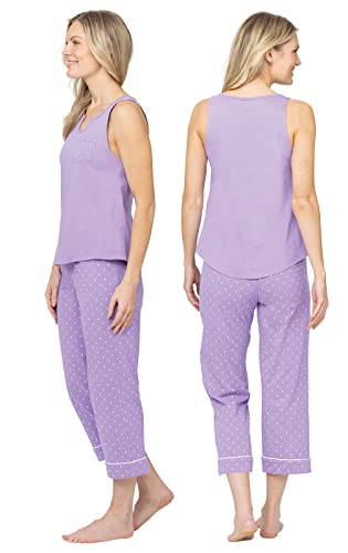 PajamaGram Summer Pajamas For Women - PJ Set For Women, Lavender Polka Dot, MD