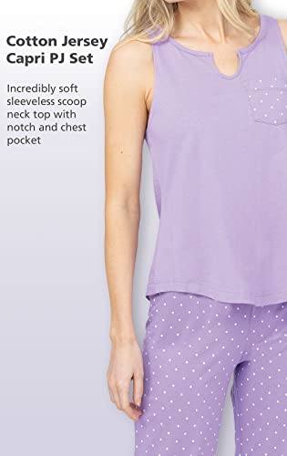 PajamaGram Summer Pajamas For Women - PJ Set For Women, Lavender Polka Dot, MD