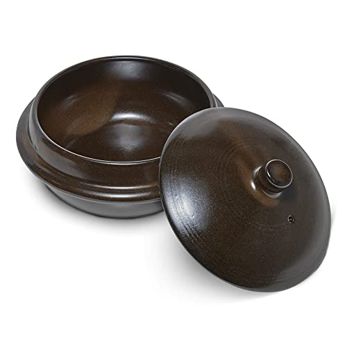 Ttukbaegi Pot With Lid 뚝배기 Korean Pot Ramen Pot Stone Clay Pots For Cooking Korean Pot Ceramic Cooking Pot Korean Stone Pot Korean Bowl Onggi Kimchi Pot (Large 30oz) Ttukbaegi Pot With Lid 뚝배기 Claypot