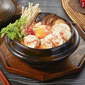 Ttukbaegi Pot With Lid 뚝배기 Korean Pot Ramen Pot Stone Clay Pots For Cooking Korean Pot Ceramic Cooking Pot Korean Stone Pot Korean Bowl Onggi Kimchi Pot (Large 30oz) Ttukbaegi Pot With Lid 뚝배기 Claypot