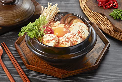 Ttukbaegi Pot With Lid 뚝배기 Korean Pot Ramen Pot Stone Clay Pots For Cooking Korean Pot Ceramic Cooking Pot Korean Stone Pot Korean Bowl Onggi Kimchi Pot (Large 30oz) Ttukbaegi Pot With Lid 뚝배기 Claypot