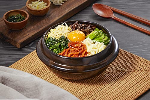 Ttukbaegi Pot With Lid 뚝배기 Korean Pot Ramen Pot Stone Clay Pots For Cooking Korean Pot Ceramic Cooking Pot Korean Stone Pot Korean Bowl Onggi Kimchi Pot (Large 30oz) Ttukbaegi Pot With Lid 뚝배기 Claypot