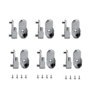 6pcs oval closet rod end supports 15mm x 30mm, wardrobe bracket metal rod holders, heavy-duty closet pole socket with rear facing 6.5mm pins