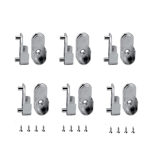 6Pcs Oval Closet Rod End Supports 15mm x 30mm, Wardrobe Bracket Metal Rod Holders, Heavy-Duty Closet Pole Socket with Rear Facing 6.5mm Pins