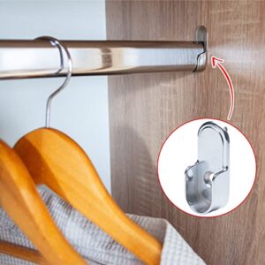 6Pcs Oval Closet Rod End Supports 15mm x 30mm, Wardrobe Bracket Metal Rod Holders, Heavy-Duty Closet Pole Socket with Rear Facing 6.5mm Pins