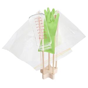 noki plastic bag drying rack, reusable ziplock bag & cups dryer rack, water bottle drying rack, wooden multi-purpose drying rack for kitchen counter.