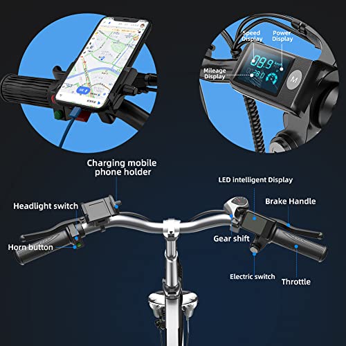 Electric Bike for Adults, 20" x2.4" Fat Tire Foldable Ebike 48V 500W Motor,48V10.4Ah Samsung Waterproof Battery Folding All-Terrain Electric Bicycle 7 Speed Gears