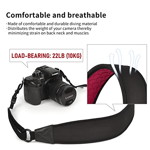 Cwatcun Camera Neck Strap with Quick Release and Safety Tether Camera Shoulder Sling Belt for Nikon Canon Sony Olympus DSLR Camera Universal for Women Men,2.0 Black