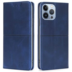 fansipro wallet folio case for oppo reno 6 pro 5g snapdragon edition, premium pu leather slim fit cover, 2 card slots, exact cutouts, blue