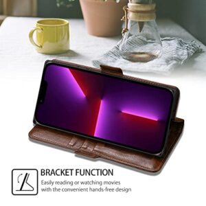 Fansipro Wallet Folio Case for Oppo Reno 6 PRO 5G Snapdragon Edition, Premium PU Leather Slim Fit Cover, 3 Card Slots, 1 Transparent Photo Frame Slot, Anti-Dirt, Brown