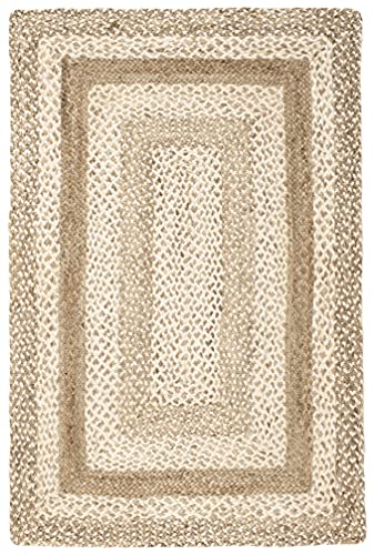 Safavieh Natural Fiber Collection Accent Rug - 2'6" x 4', Grey & Ivory, Handmade Farmhouse Boho Coastal Rustic Braided Jute, Ideal for High Traffic Areas in Entryway, Living Room, Bedroom (NF884F)