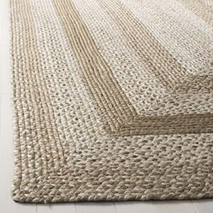 Safavieh Natural Fiber Collection Accent Rug - 2'6" x 4', Grey & Ivory, Handmade Farmhouse Boho Coastal Rustic Braided Jute, Ideal for High Traffic Areas in Entryway, Living Room, Bedroom (NF884F)