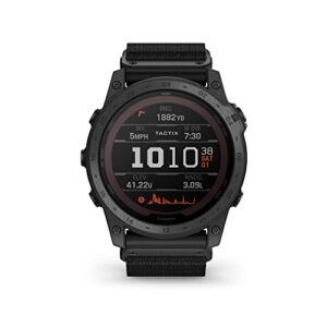 garmin tactix 7, pro ballistics edition, ruggedly built tactical gps watch with solar charging capabilities, applied ballistics and nylon band,black