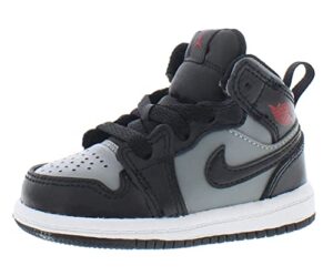 jordan toddler's 1 mid black/gym red-particle grey (640735 096) - 4