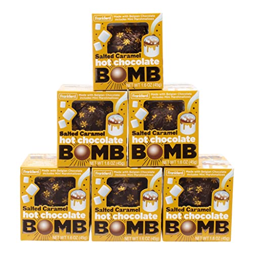 Frankford Salted Caramel Hot Chocolate BOMB, Pack of 6, Individually wrapped, Melting Milk Chocolate Ball with mini Marshmallows Inside, 1.6 ounce, Easter Basket Stuffer