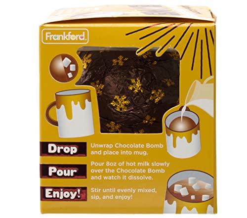 Frankford Salted Caramel Hot Chocolate BOMB, Pack of 6, Individually wrapped, Melting Milk Chocolate Ball with mini Marshmallows Inside, 1.6 ounce, Easter Basket Stuffer