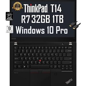 Lenovo ThinkPad T14 14" FHD (AMD 8-Core Ryzen 7 Pro 4750U, 32GB RAM, 1TB PCIe SSD) IPS Business Laptop, 3YR Premier WRT, Backlit, Fingerprint Reader, IST Cable, Wi-Fi 6, Win10 / Win 11 Pro - 2023