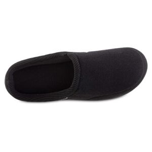 isotoner Men's Microterry and Waffle Travis Slip-On Hoodback Slipper, Black, 8-9