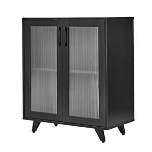 Panana Kitchen Buffet Server Table Accent Sideboard Cupboard Server Buffet Console Table with Doors Cabinet(27inch, Black)