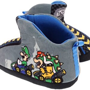 SUPER MARIO Boys' Mariokart Slippers Mismatch Bootie, Grey, Little Kid Size 10/11