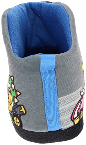 SUPER MARIO Boys' Mariokart Slippers Mismatch Bootie, Grey, Little Kid Size 10/11