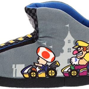 SUPER MARIO Boys' Mariokart Slippers Mismatch Bootie, Grey, Little Kid Size 10/11