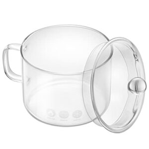 hemoton 1pc clear glass pot practical simmer pot thick borosilicate glass pot glass saucepan with cover& handle for pasta noodle, soup, milk