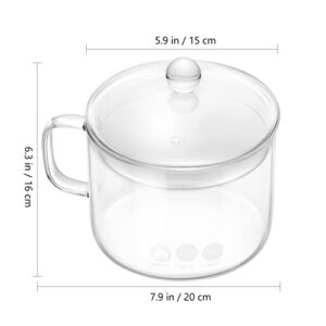 Hemoton 1pc Clear Glass Pot Practical Simmer Pot Thick Borosilicate Glass Pot Glass Saucepan with Cover& Handle for Pasta Noodle, Soup, Milk