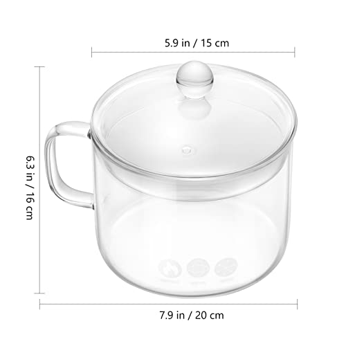 Hemoton 1pc Clear Glass Pot Practical Simmer Pot Thick Borosilicate Glass Pot Glass Saucepan with Cover& Handle for Pasta Noodle, Soup, Milk