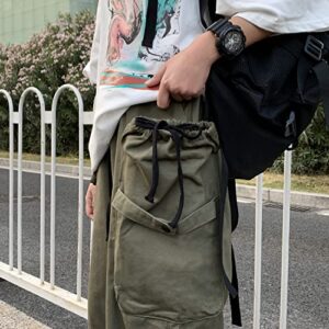 Women's Goth Cargo Pants Baggy Wide Leg Pants Vintage Casual Harajuku Trousers (ArmyGreen,XL)