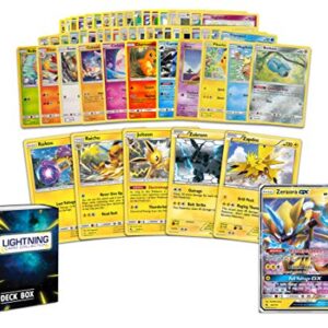 Lightning Card Collection Electric Collection - 50 Assorted Cards Plus 5 Rare Electric and 1 Electric Ultra-Rare Card with LCC Box Compatible with Pokemon Cards