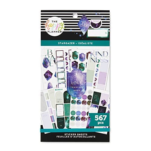 The Happy Planner Sticker Pack for Calendars, Journals and Projects –Multi-Color, Easy Peel – Scrapbook Accessories – Stargazer Theme – 30 Sheets, 567 Stickers Total