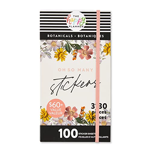 The Happy Planner Sticker Pack for Calendars, Journals and Projects –Multi-Color, Easy Peel – Scrapbook Accessories – Flowers Notes & Boxes Theme – 100 Sheets, 3130 Stickers Total