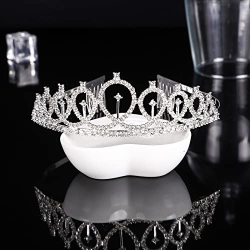 30th Birthday Sash and Tiara for Women, 30 "Dirty Thirty" Birthday Sash and Crown, Happy 30th Birthday Gifts for Women Queen Party Favors Supplies and Decorations, Silver