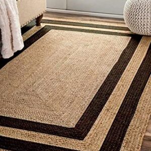 Hand MadeFarmhouse Jute Area Border Rectangular Braided Flooring by SANWARIYA Rugs. (4' x 6' Feet)