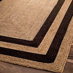 Hand MadeFarmhouse Jute Area Border Rectangular Braided Flooring by SANWARIYA Rugs. (4' x 6' Feet)