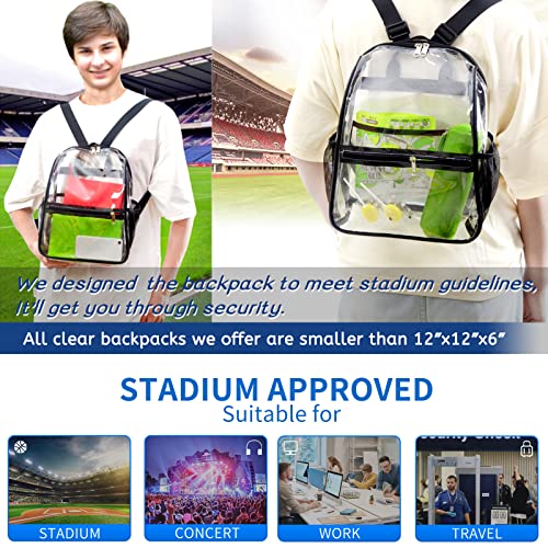 Mildbeer Mini Clear Backpack Stadium Approved 12x12x6 Clear Stadium Bag, Clear Bags for Concerts, Clear Festival Bag